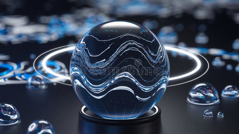 Abstract Glass Sphere with Swirling Data Good Resolution Stock Photo ...
