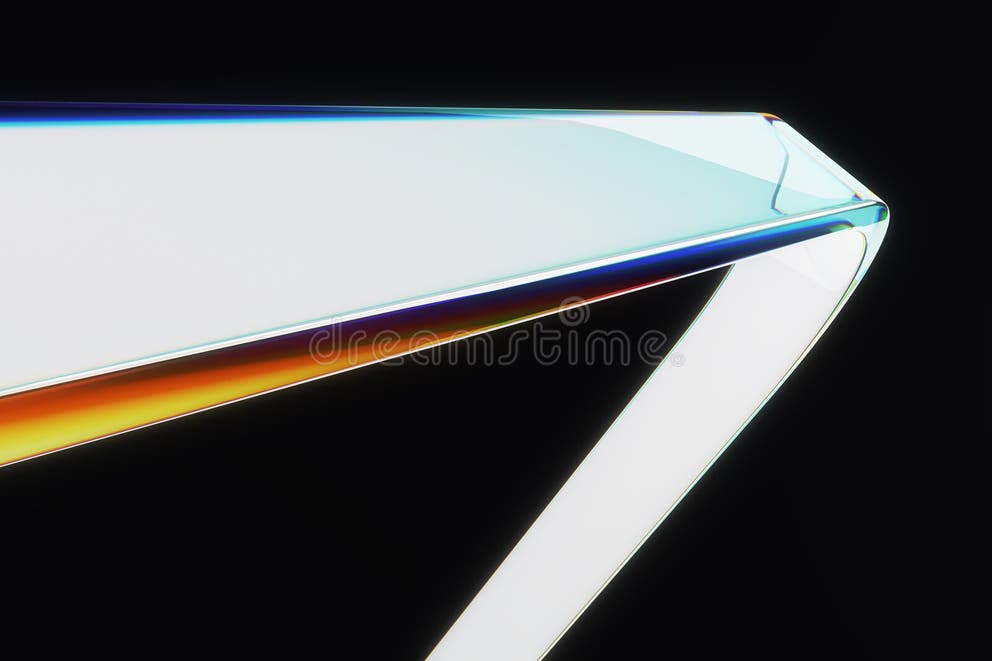Abstract Glass Structure with Colorful Light Refraction on Black ...