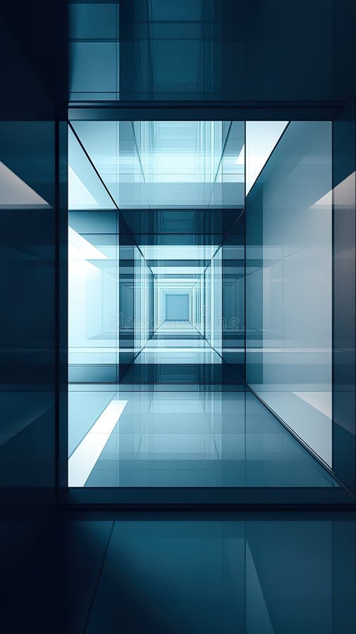 Abstract Glass Structure Infinite Corridor Design Stock Image - Image ...