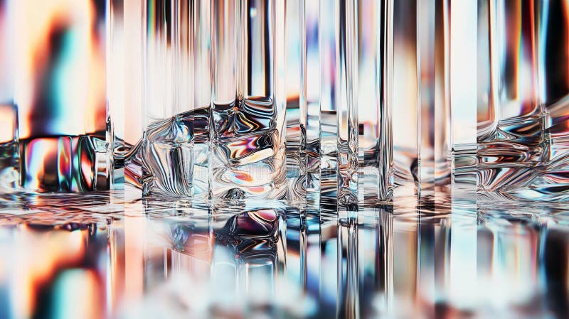 Abstract Glass Structures with Colorful Reflections and Distortions ...