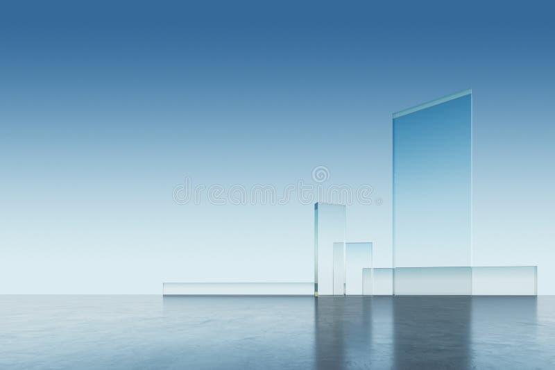 Abstract Glass Structures on a Gradient Backdrop. 3D Rendering Stock ...