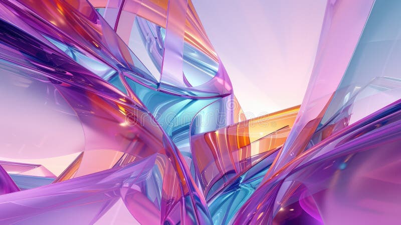 Abstract Glass Structures with Neon Colors Display a Modern, Colorful ...