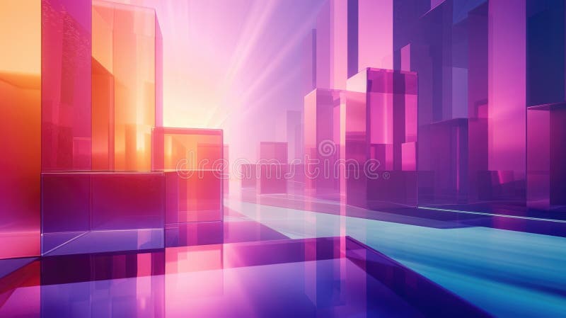 Abstract Glass Structures with Neon Colors Display a Modern, Colorful ...