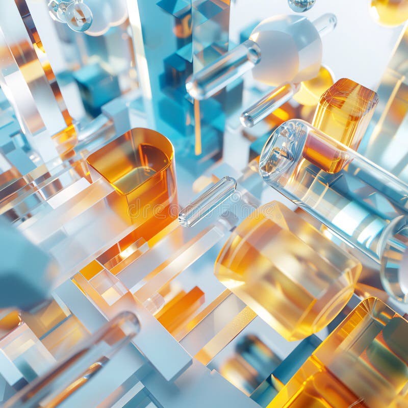 Abstract Glass Structures Reflecting Light in a Modern Art Installation ...