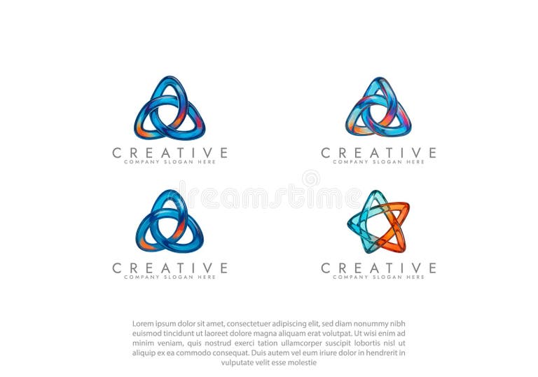 Abstract Glass Triangular Torus Knot 3D Logo on White Background Stock ...
