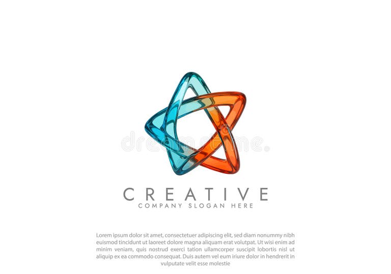 Abstract Glass Triangular Torus Knot 3D Logo on White Background Stock ...