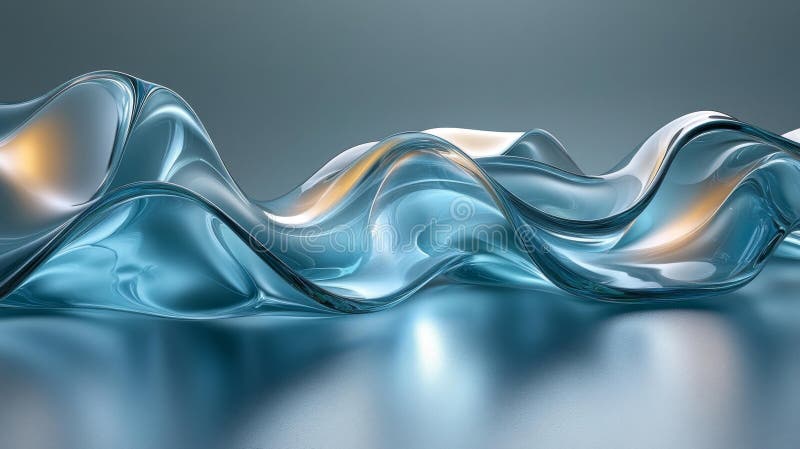Abstract Glass Wave Form in Soft Blue Tones Generative AI Stock ...