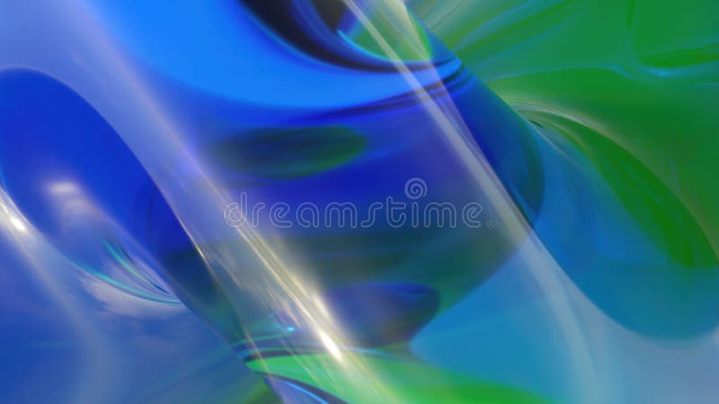 Abstract Glass Waves in Blue and Green. 3D Render Stock Illustration ...