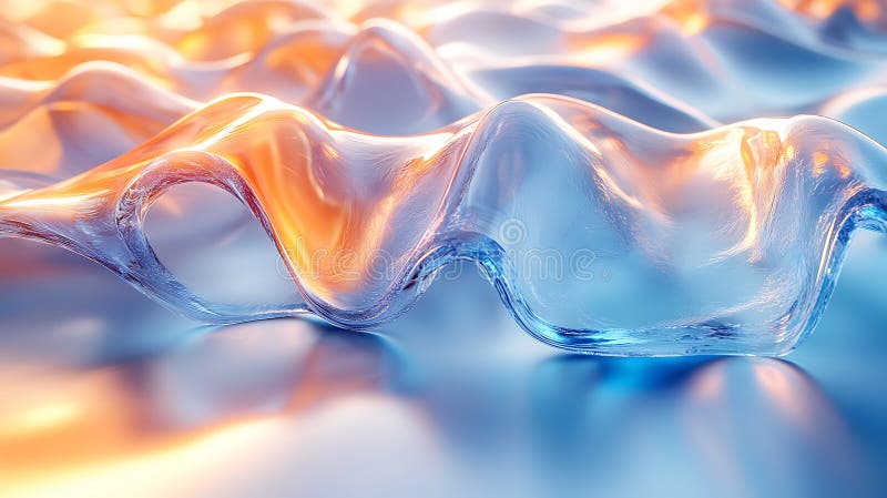 Abstract Glass Waves with Blue and Orange Gradient Artistic Background ...