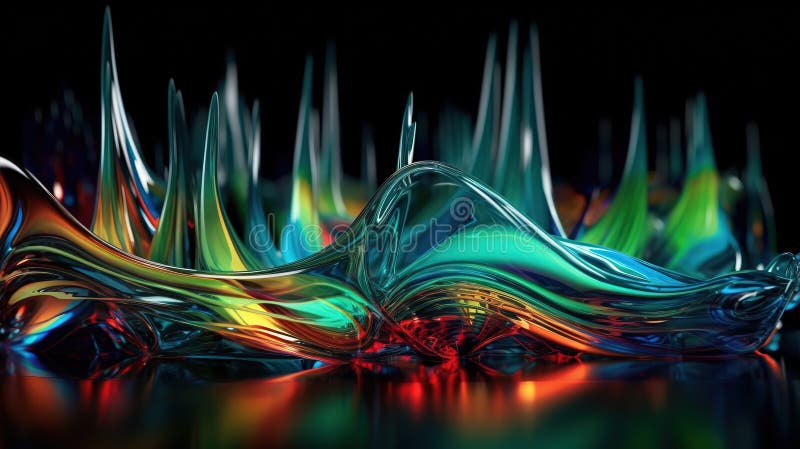 Abstract Glassy Colored Background from Different Shapes of Objects. AI ...