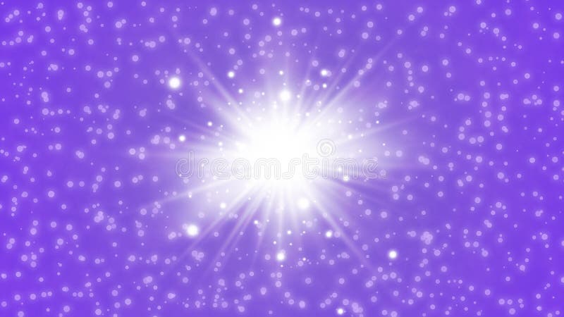 Abstract Glistening Light Rays and Particles Blast in Purple Background ...