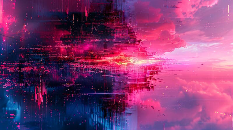 Abstract Glitch Art Background with Distorted Pixels and Digital ...