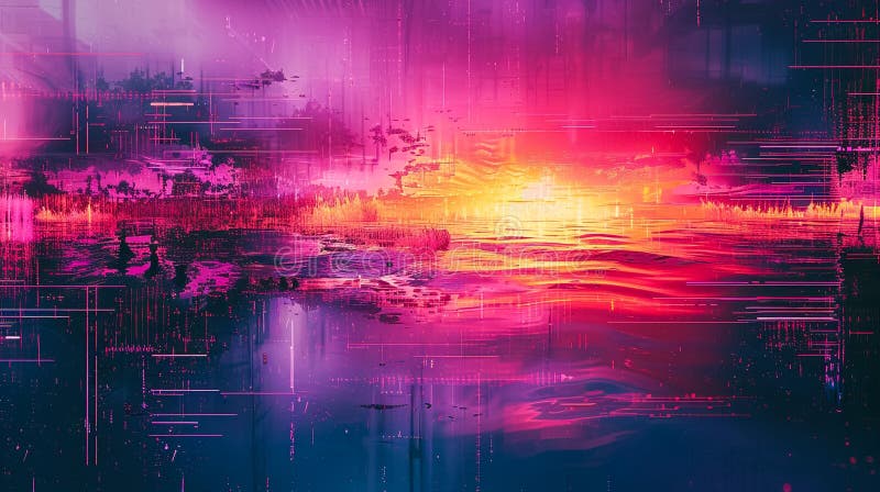 Abstract Glitch Art Background with Distorted Pixels and Digital ...