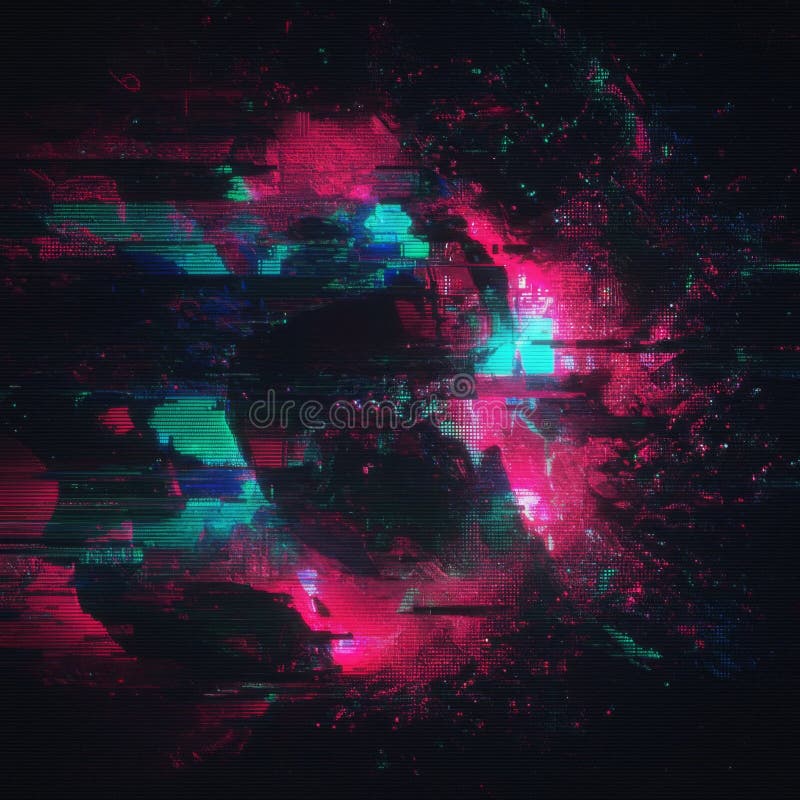 Abstract Glitch Art Background with Pink and Teal Distortion Stock ...