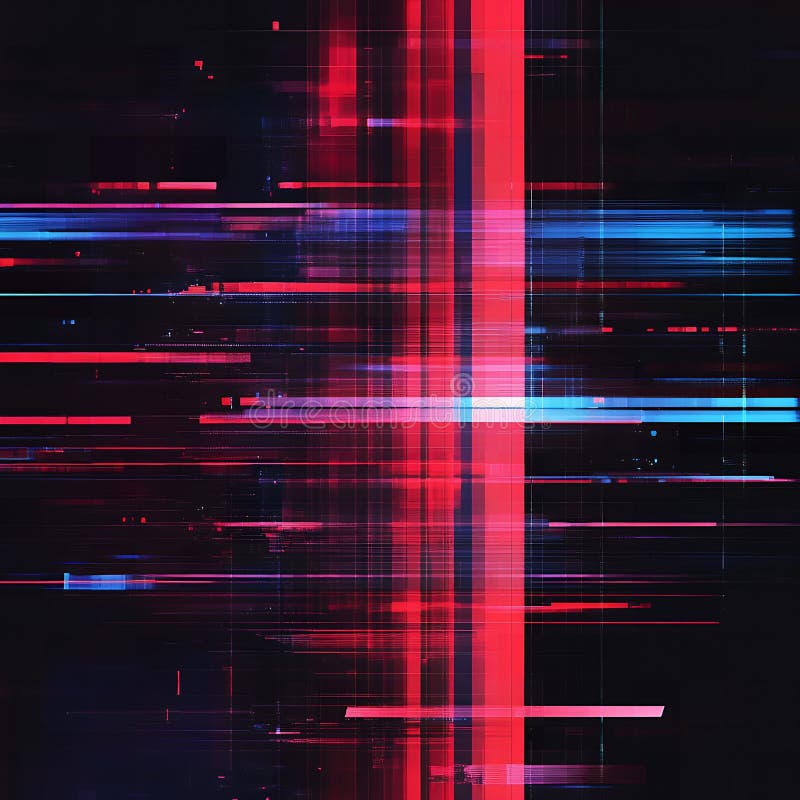 Abstract Glitch Art Background Red Blue Digital Lines Pattern Design ...