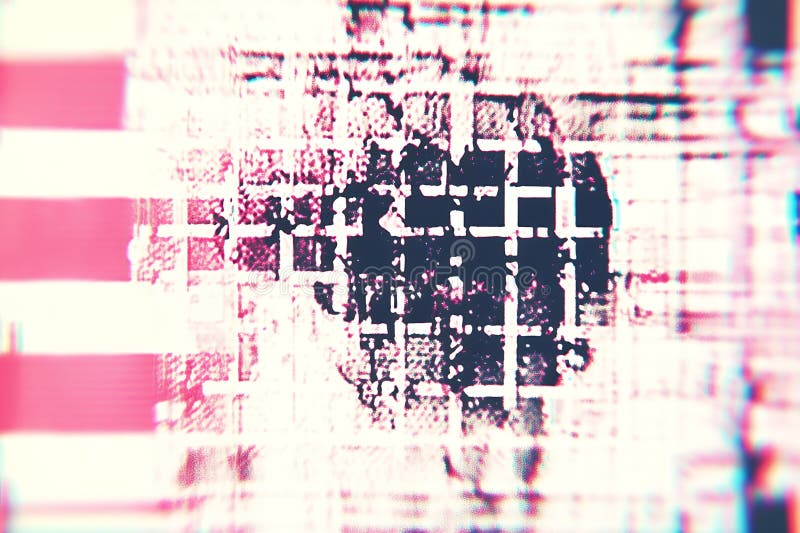 Abstract Glitch Art Pink White Black Grid Texture Stock Illustration ...