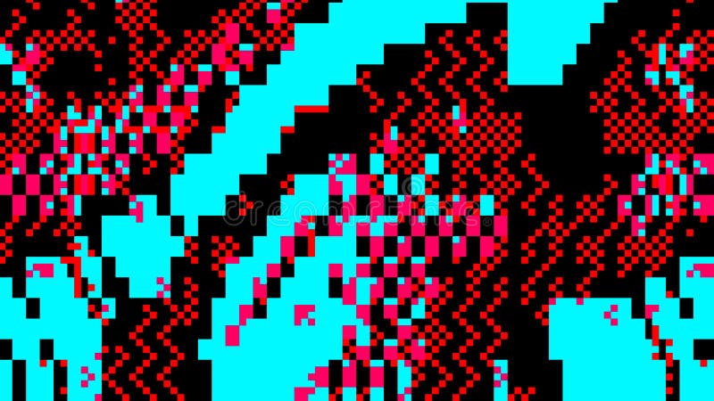 Abstract Glitch Art with Pixelated Red and Blue Patterns on Black ...