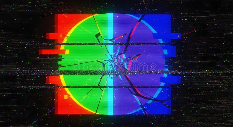 Abstract Glitch Art with Rainbow Colors and Broken Screen Effect Stock ...
