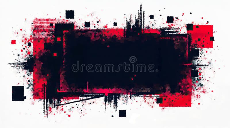 Abstract Glitch Art with Red and Black Distortion, Copy Space Stock ...