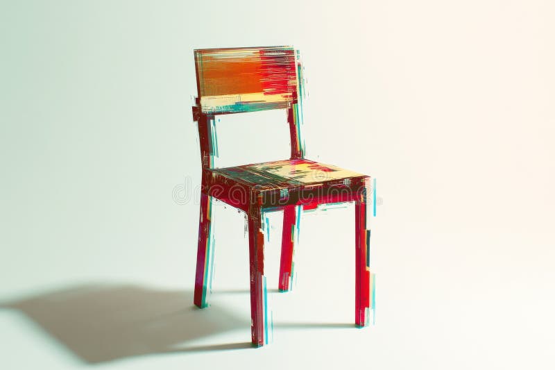 Abstract Glitch Art Style Chair with Distorted Digital Aesthetic on ...