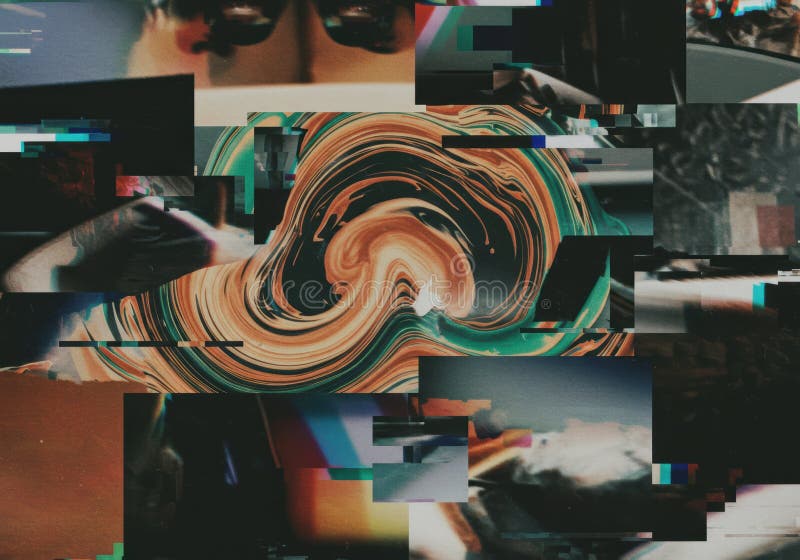Abstract Glitch Art with Swirling Colors and Digital Distortions Stock ...
