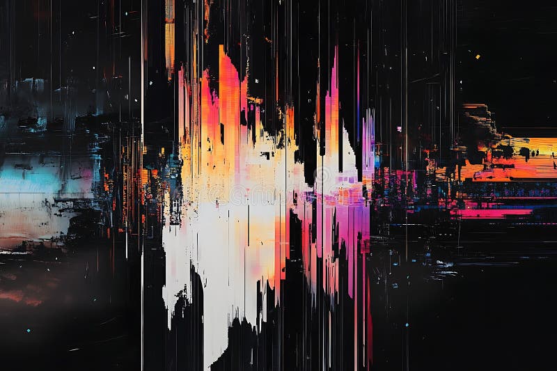 Abstract Glitch Art with Vibrant Colors and Dark Background. (2 Stock ...
