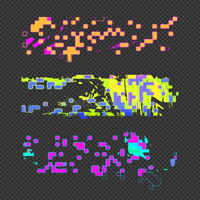 Abstract Glitch Design Elements Set Stock Vector - Illustration of ...