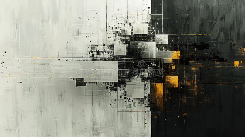 Abstract of Glitch with Digital Pixel Effect Scatter Around Background ...