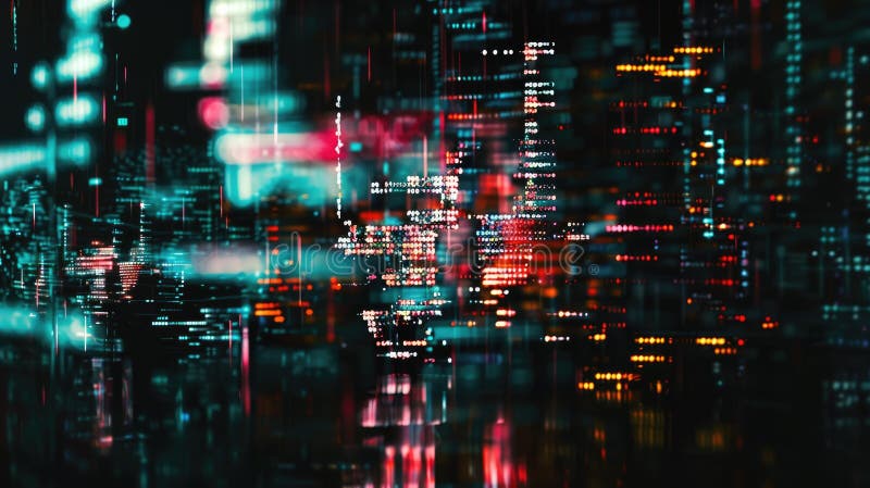 Abstract of Glitch with Digital Pixel Effect Scatter Around Background ...