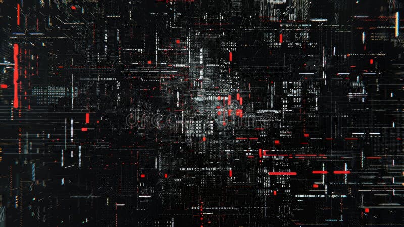 Abstract of Glitch with Digital Pixel Effect Scatter Around Background ...