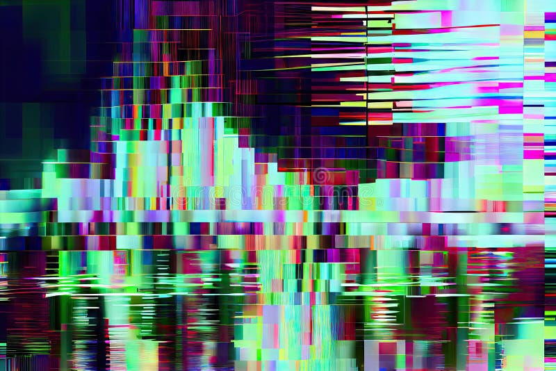 Abstract Glitch Effect with Distorted Static and Random Noise that ...