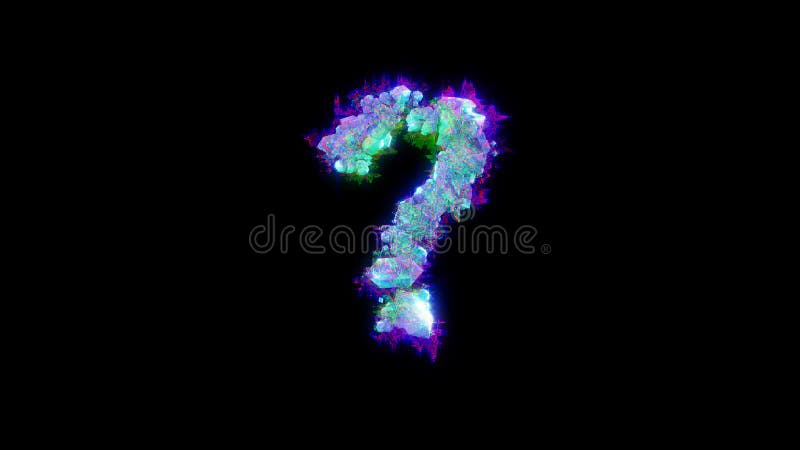 Abstract Glitch Font - Blue Question Mark on Black Backdrop, Isolated ...