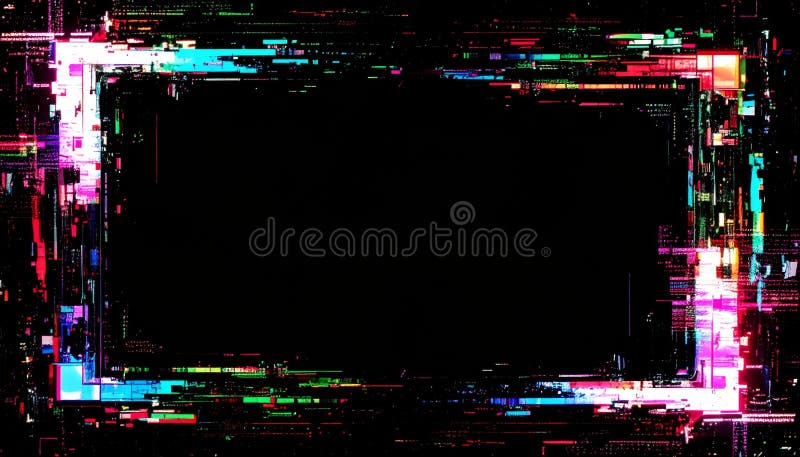 Abstract Glitch Frame with Neon Colors Stock Illustration ...