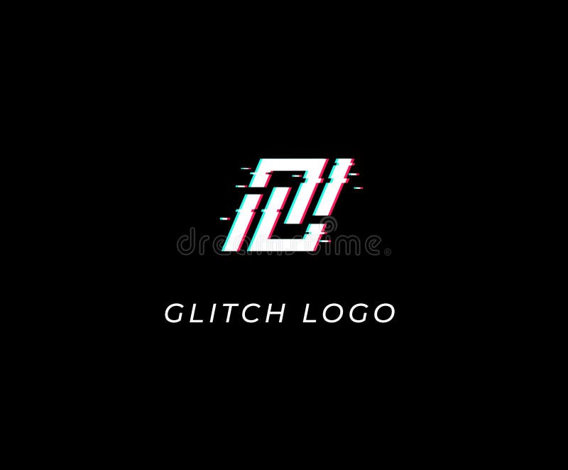 Abstract Glitch Logo Design on Black Background Stock Vector ...