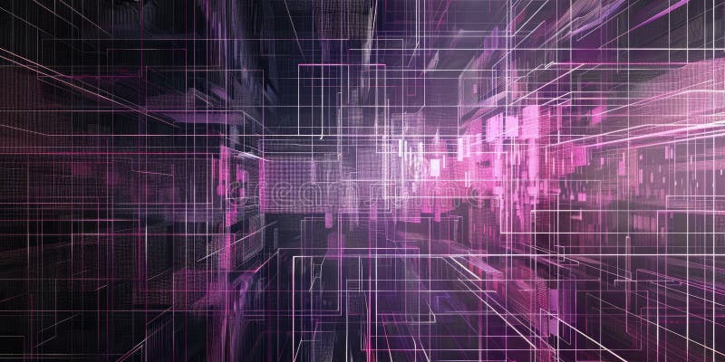 Abstract of Digital Connected Shape and Particle with Cyber Style ...