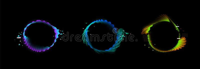 Abstract Glitch Technology Circle Frame Set Stock Vector - Illustration ...