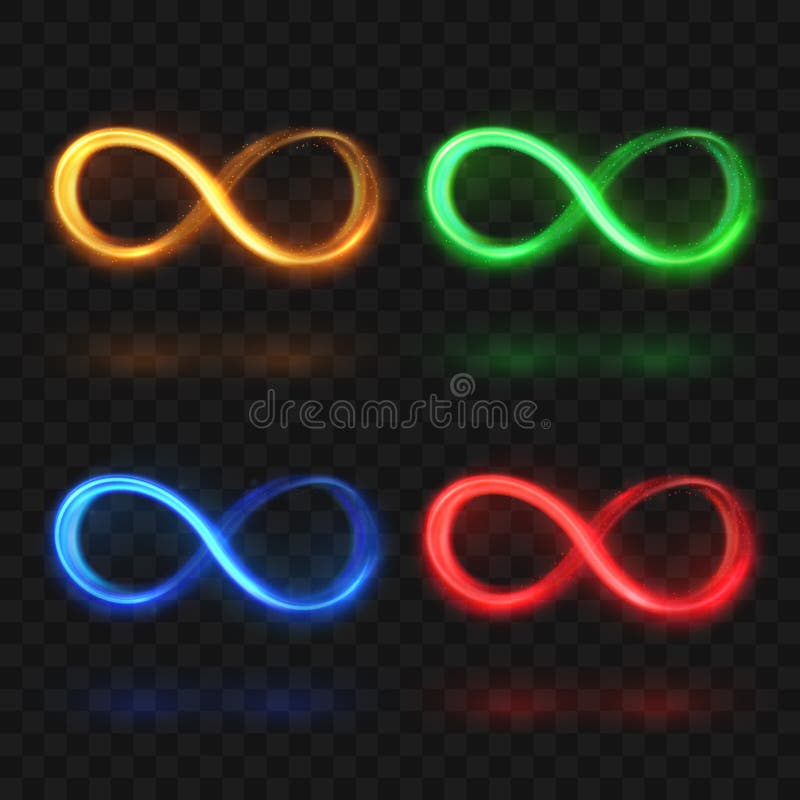 Abstract Glittering Infinity or Eternal Magic Light Loop Vector Symbols ...