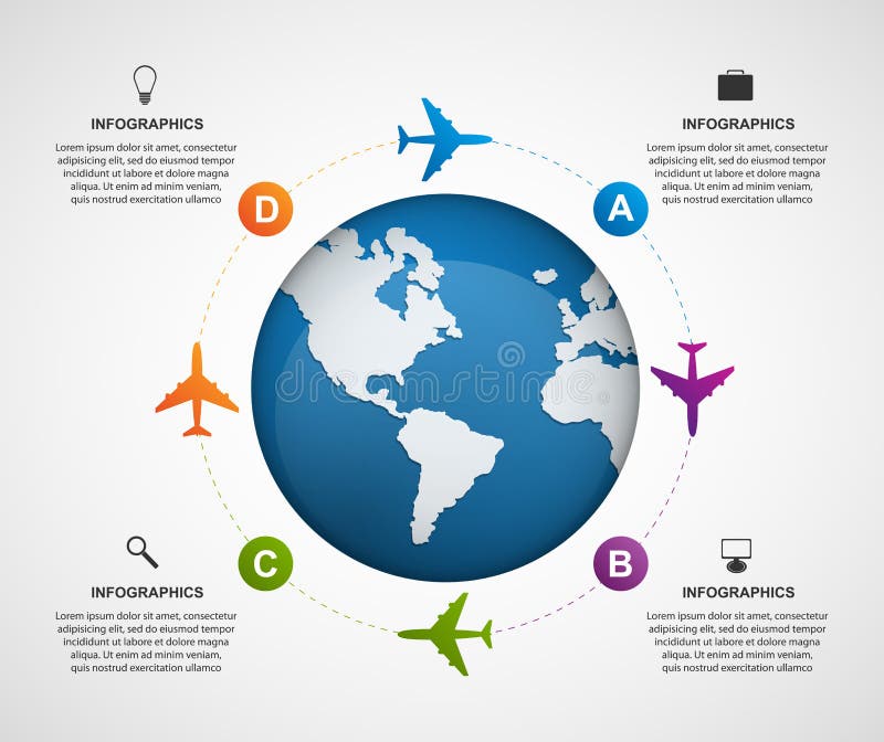 Abstract Global Airplane Infographics Design Template. Stock Vector ...