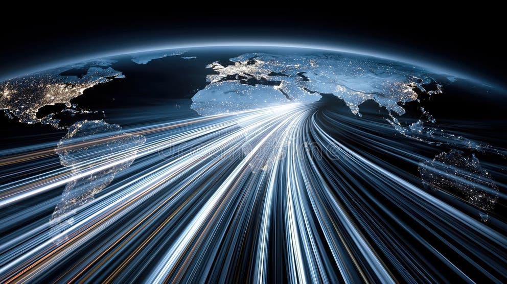 Abstract Global Maps Showcasing High-speed Data Transmission Stock ...
