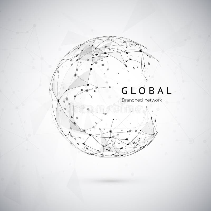 Global Network Connection. Big Data or Global Social Network Connection. Low Polygonal World Map ...