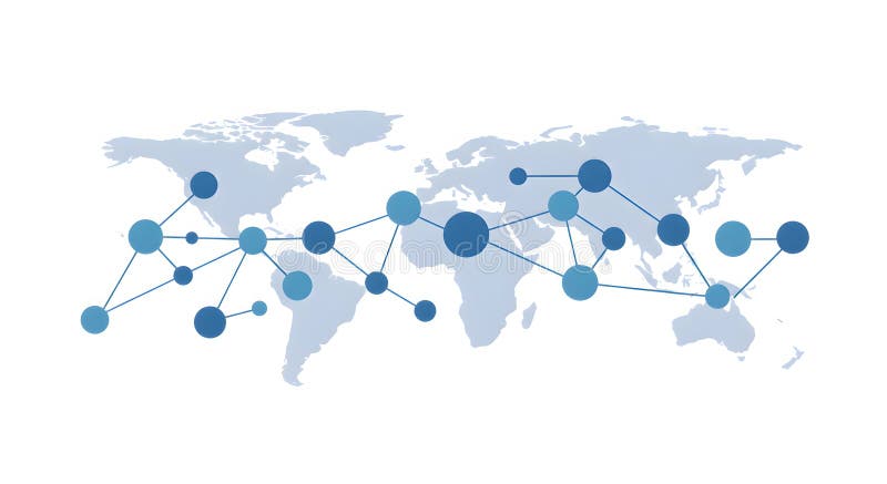 Abstract Global Network with Connected Nodes on World Map Stock ...