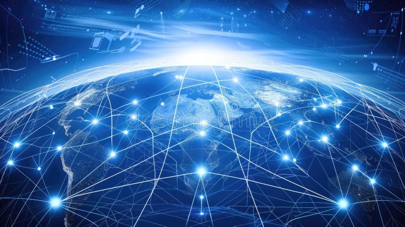 Abstract Global Network and Connectivity Concept, Digital World with ...