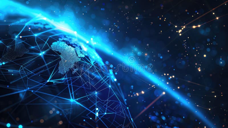 Abstract Global Network and Connectivity Concept, Digital World with ...