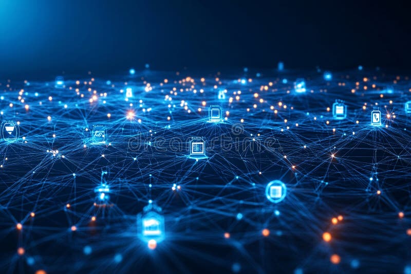 An Abstract Global Network with Interconnected Business Icons and ...