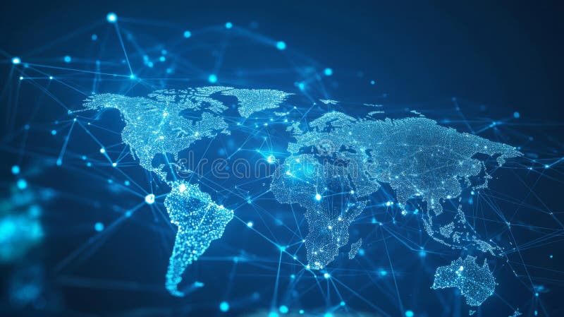 Abstract Global Network Map with Glowing Points and Lines Stock ...