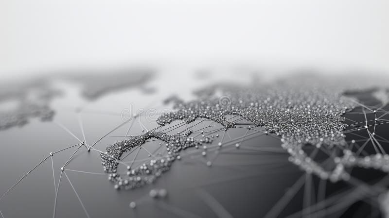 Abstract Global Network Map with Metallic Connections Stock Photo ...