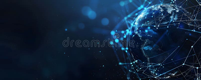 Abstract Global Network and Planet Earth with Blue Light Stock ...