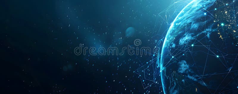 Abstract Global Network with Planet Earth and Blue Light Stock ...
