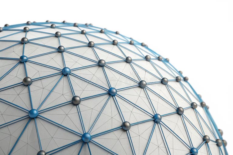 Abstract Global Network Sphere 3D Render of Interconnected Nodes ...