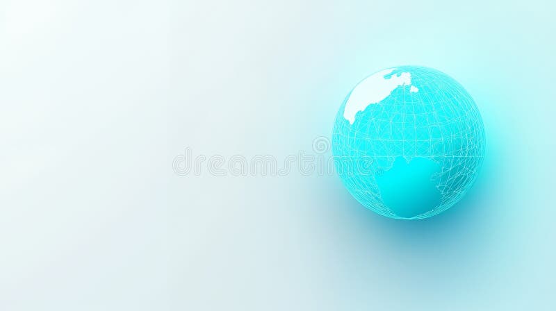 Abstract Global Network Turquoise Globe Digital Art Blue Mesh Earth ...